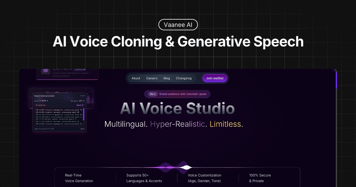 Vaanee Labs - AI Voice Cloning & Generative Speech Technology